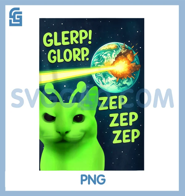 Funny Alien Cat PNG, Meme Glerp Glorp Zep PNG