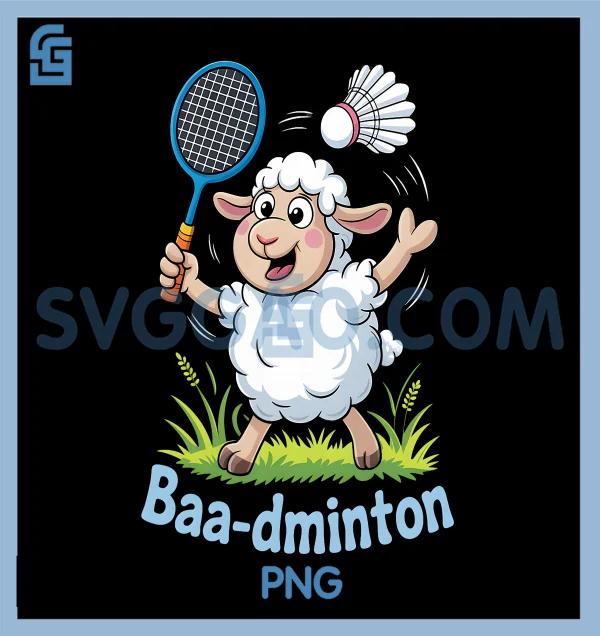 Funny Sheep Joke Playing Badminton PNG, Cute Lamb Farm Animals PNG – SVGGAO