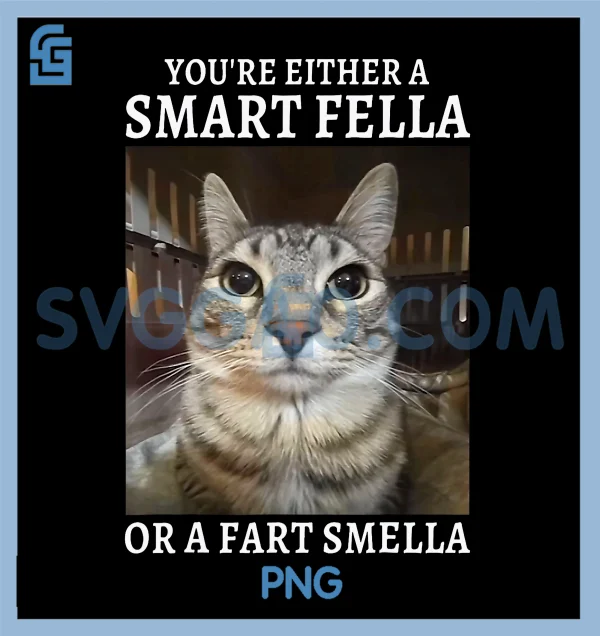 Youre Either A Smart Fella Or A Fart Smella PNG, Funny Cat Meme PNG
