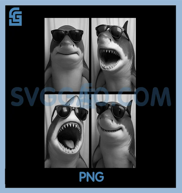 Cool Sharks Sunglasses PNG, Marine Animal Meme Selfie Booth PNG