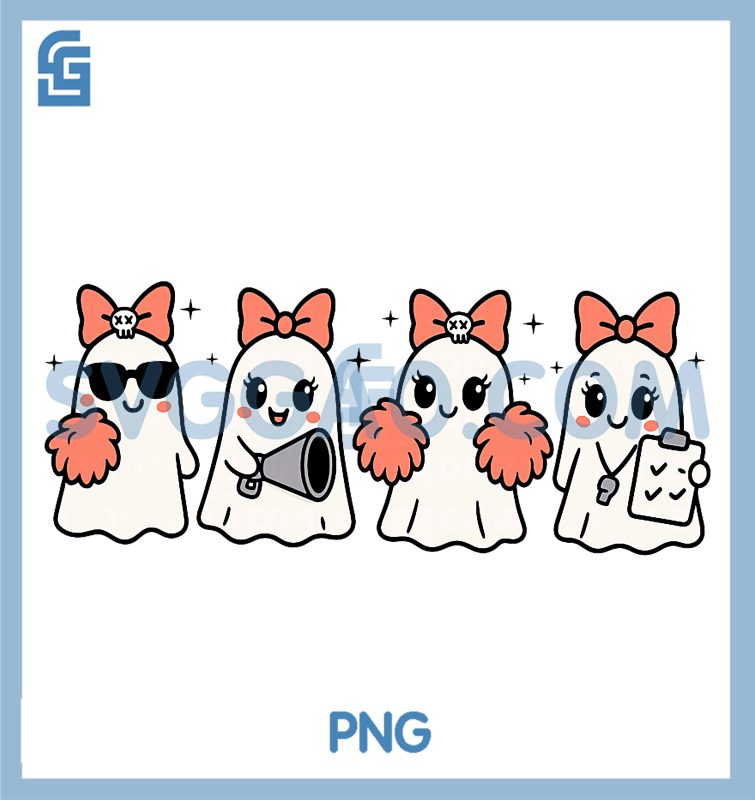 Coquette Ghost Halloween PNG, Cheerleader Club Teacher PNG – SVGGAO