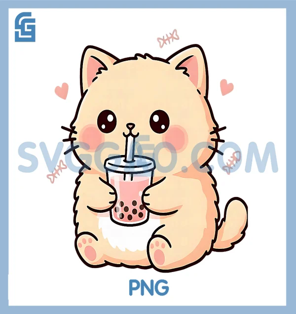 Cute Cat Boba Tea PNG, Kawaii Adorable Japanese PNG – SVGGAO