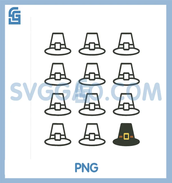 Cute Thanksgiving Pilgrim PNG, Hat Grid Artwork PNG – SVGGAO