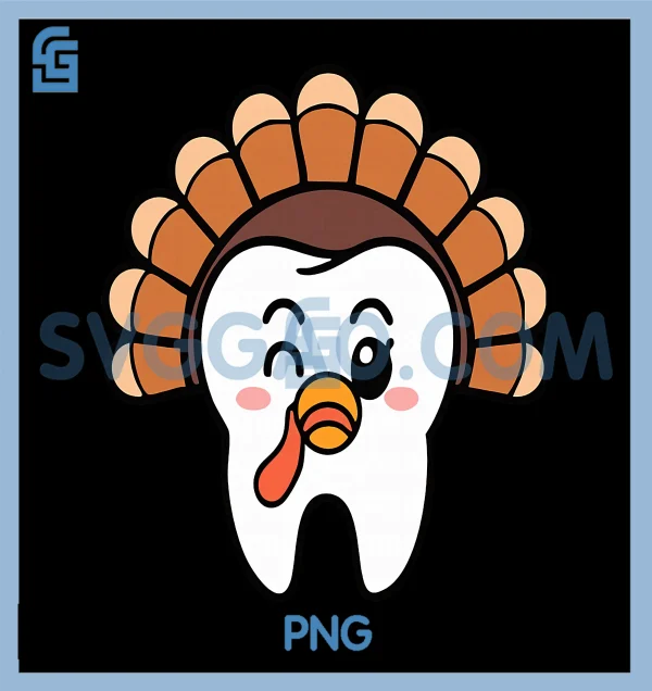 Funny Tooth Turkey PNG, Dentist Thanksgiving Fall Dental Hygiene PNG