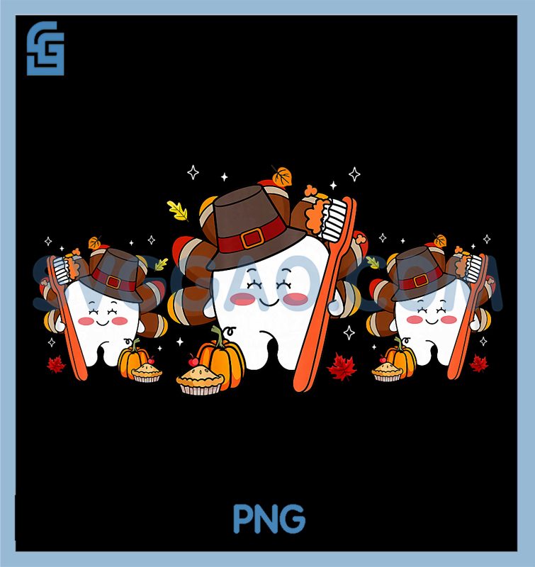 Funny Tooth Turkey PNG, Dentist Thanksgiving Fall PNG, Dental Hygiene PNG