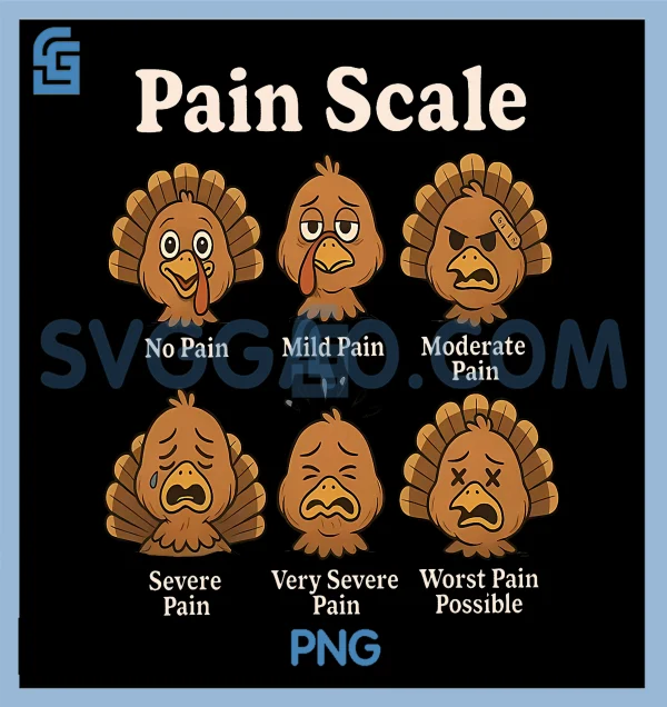 Funny Turkey Pain PNG, Scale Chart for Medical Staff PNG – SVGGAO