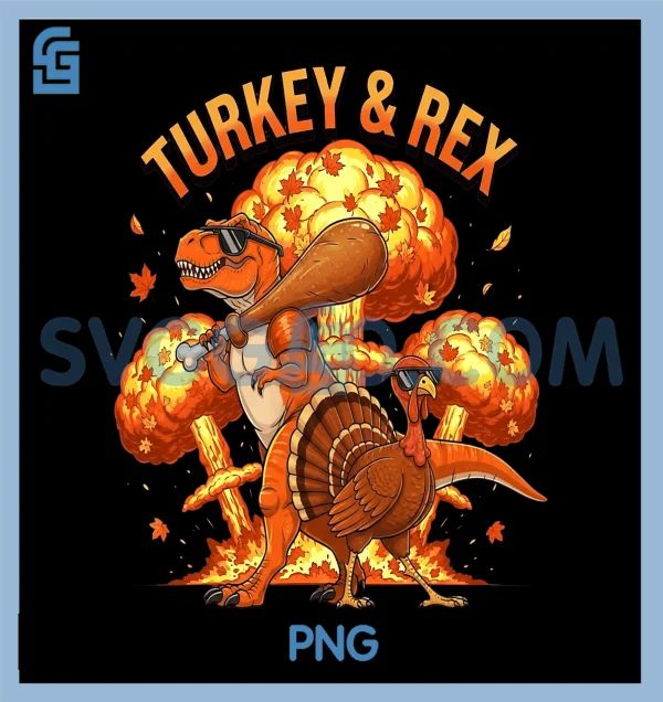 Funny Turkey T-Rex PNG, Explosion Dino Thanksgiving PNG – SVGGAO