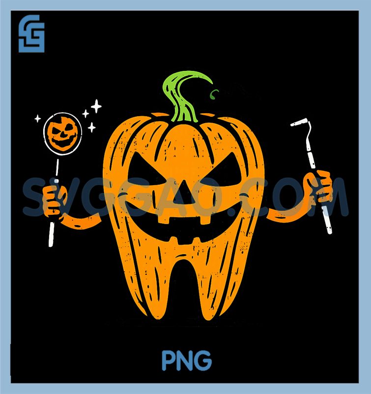 Dentist Tooth Pumpkin PNG, Halloween Dental PNG