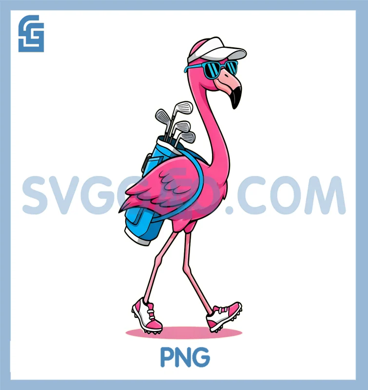 Flamingo Golfer Cute Pink PNG, Bird Golf Clubs Funny Ladies PNG