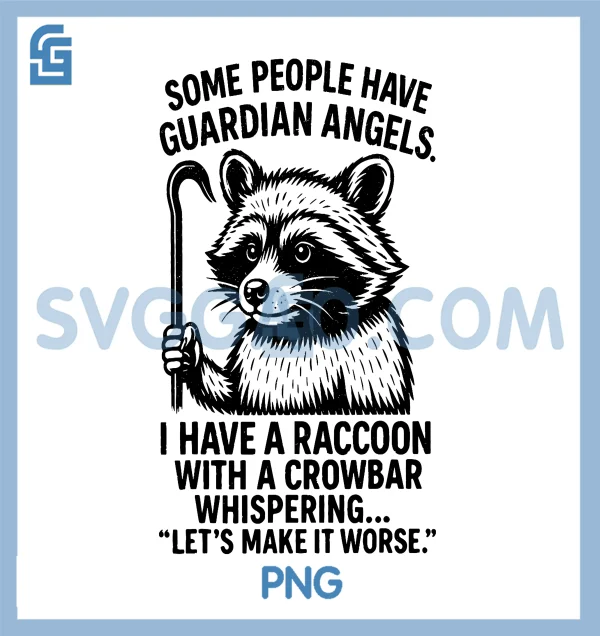 Funny Retro Raccoon PNG, Crowbar Meme Guardian Angel Parody PNG