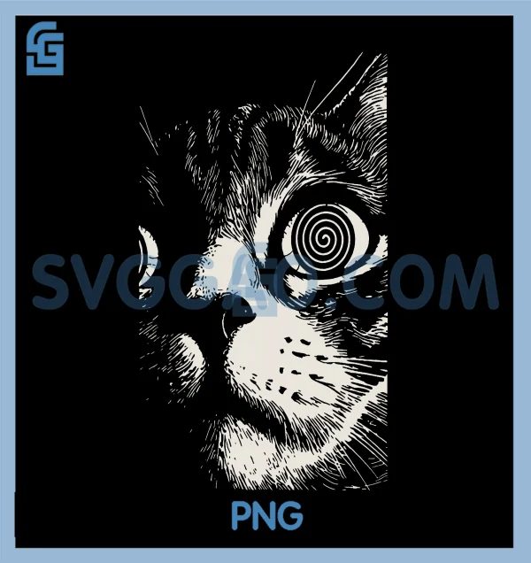 Hypnotic Cat Spiral PNG, Eyes Trippy Psychedelic Cat PNG – SVGGAO