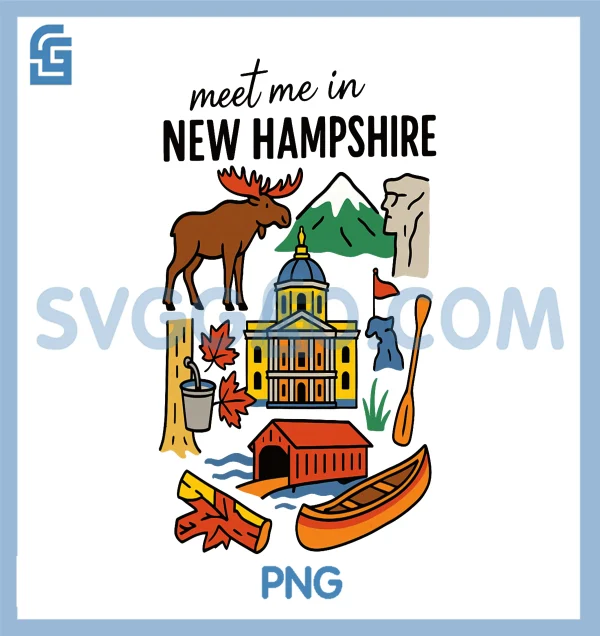 Meet Me In New Hampshire PNG, Cute US State Travel Retro Design PNG