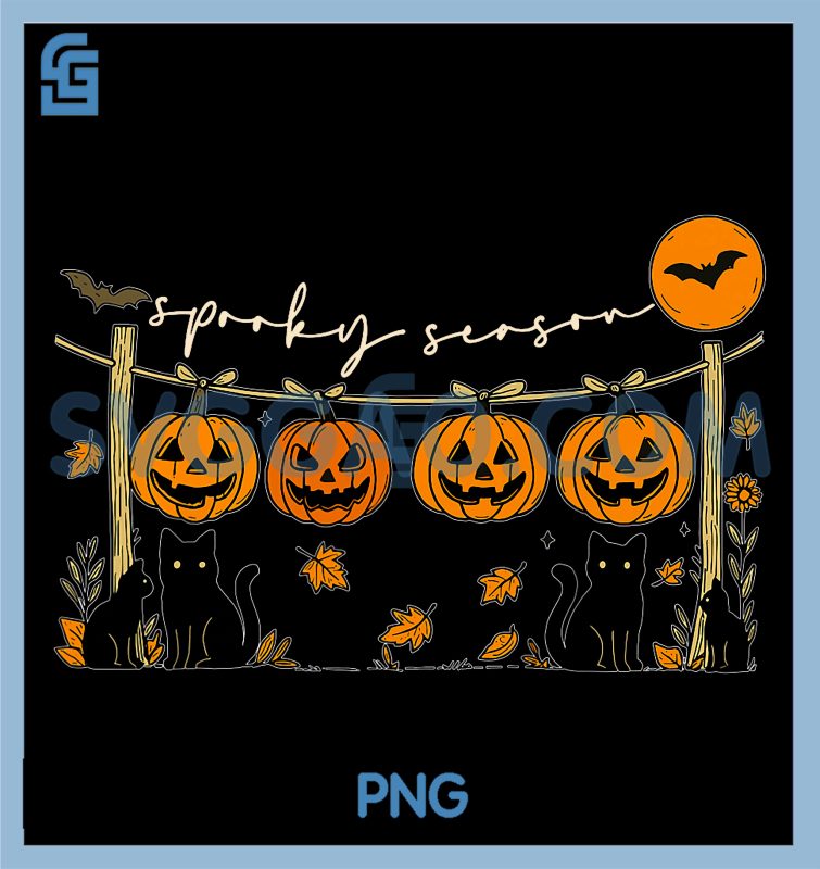 Spooky Season Retro PNG, Halloween Black Cat PNG, Pumpkin Fall Autumn ...