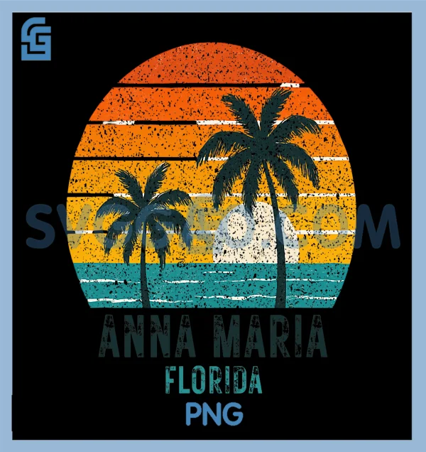 Anna Maria Florida PNG, Retro Vintage Souvenir PNG, Beach Vacation Sun ...