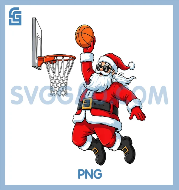 Christmas Santa Basketball PNG, Slam Dunk Basketball PNG – SVGGAO