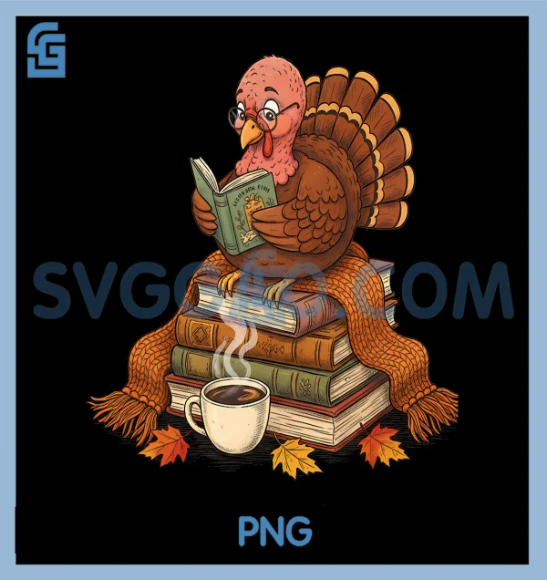 Fall Book Vintage Turkey PNG, Thanksgiving Reading PNG, Book Lovers PNG ...