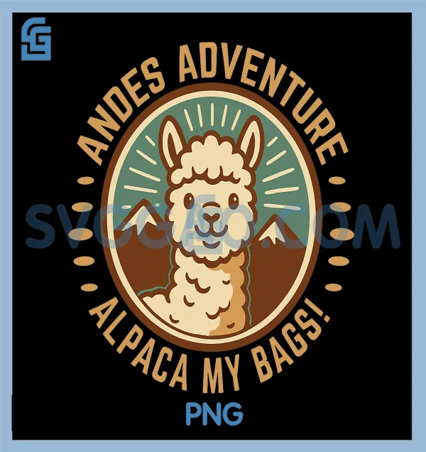 Andes Adventure Alpaca My Bags PNG, Retro Travel PNG – SVGGAO