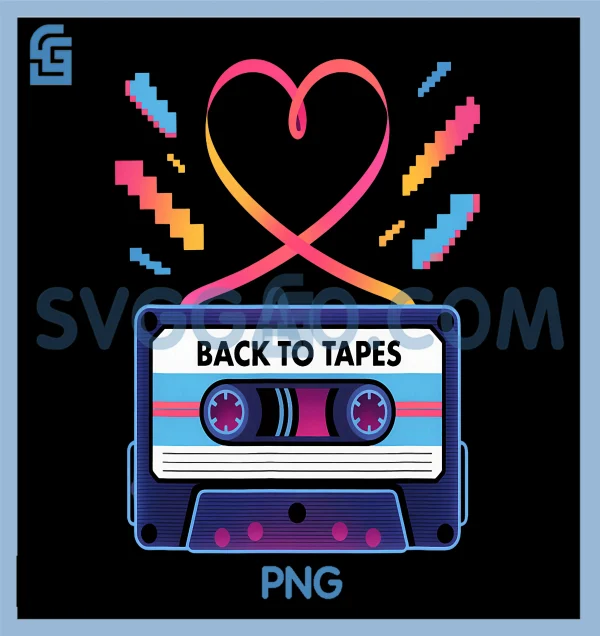 Back to Tapes Retro PNG, Cassette Mixtape 80s Aesthetic PNG – SVGGAO