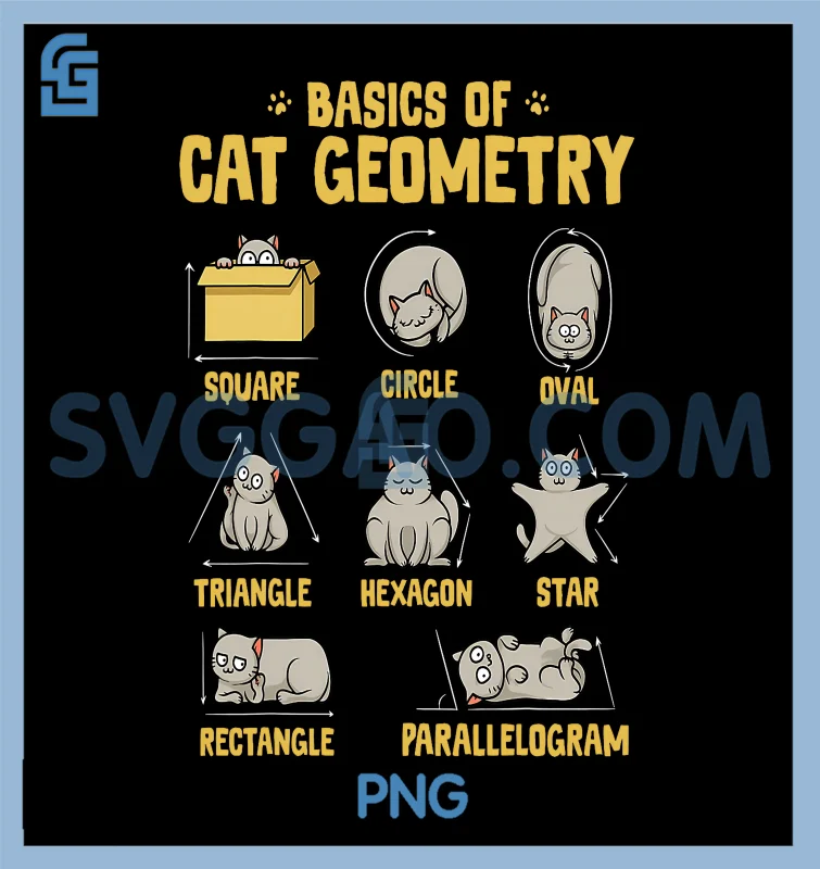 Cat Geometry Math PNG, Funny Cat Meme Humor PNG
