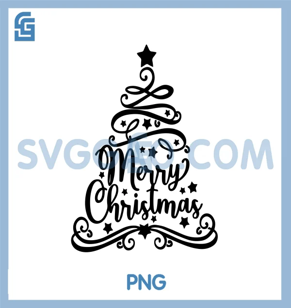 Merry Christmas Tree SVG, Elegant Christmas Lettering Design SVG – SVGGAO