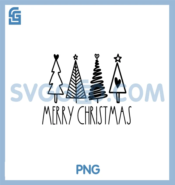 Minimalist Merry Christmas SVG, Simple Christmas Tree Line Art SVG – SVGGAO