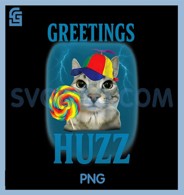 Greetings Huzz Funny PNG, Lollipop Cat Meme PNG – SVGGAO