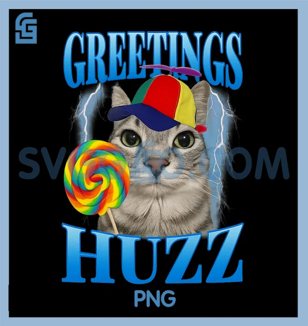 Greetings Huzz PNG, Funny Lollipop Cat Meme PNG – SVGGAO