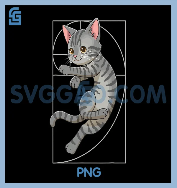 Fibonacci Spiral Cat PNG, Golden Ratio PNG – SVGGAO