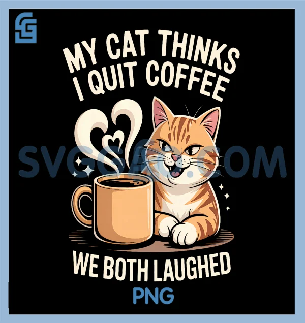 Funny Coffee Cat Meme PNG, Retro Latte Espresso Vibe PNG – SVGGAO