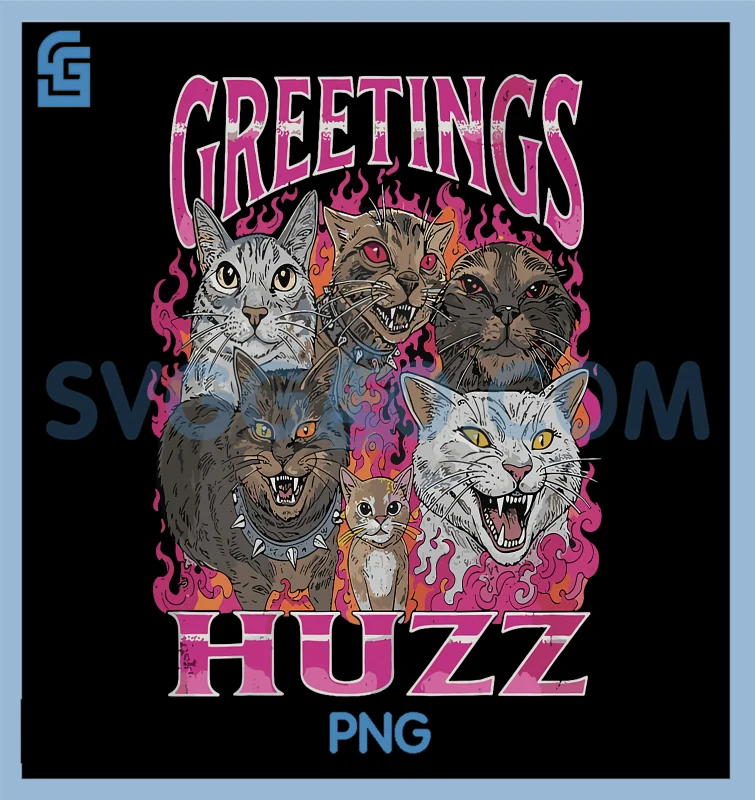 Greetings Huzz PNG, Funny Silly Cat Lollipop Meme PNG