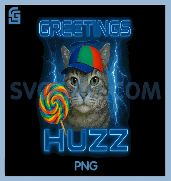 Greetings Huzz PNG, Funny Silly Cat Lollipop PNG – SVGGAO