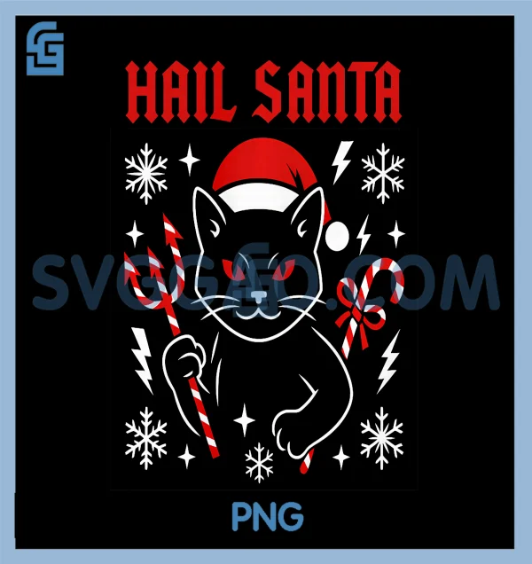 Hail Santa Cat PNG, Ugly Christmas Cozy Design PNG – SVGGAO