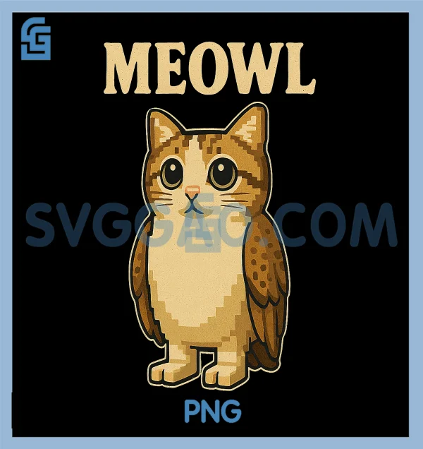 Meowl Funny Meow Cat Owl PNG, Brainrot Meme Gaming PNG – SVGGAO