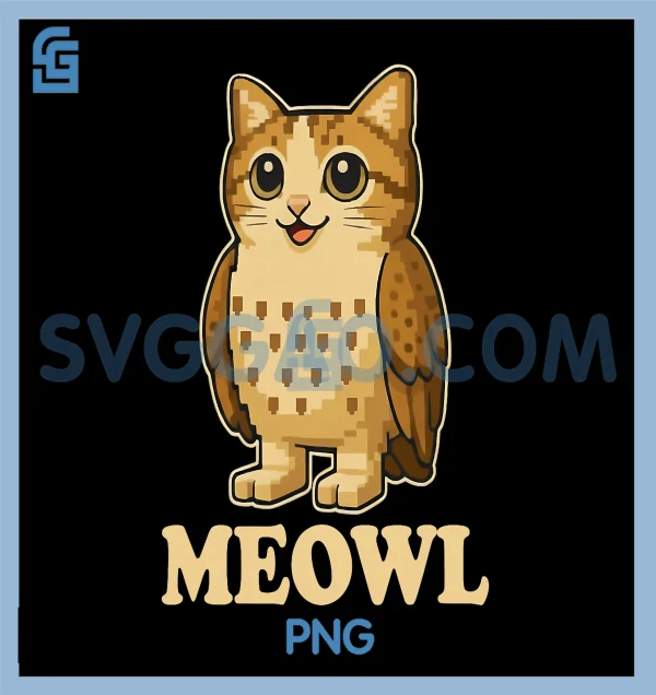 Meowl Funny PNG, Meow Cat Owl PNG, Brainrot Meme Gaming PNG – SVGGAO