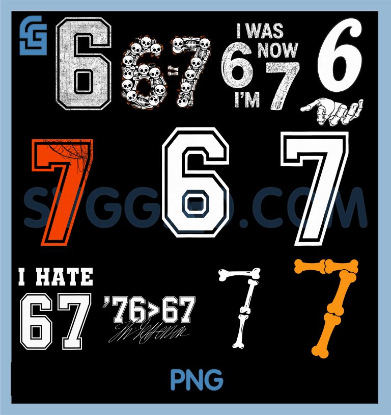 Funny 67 Six Seven Meme PNG Bundle, Couple Matching Halloween Bundle ...