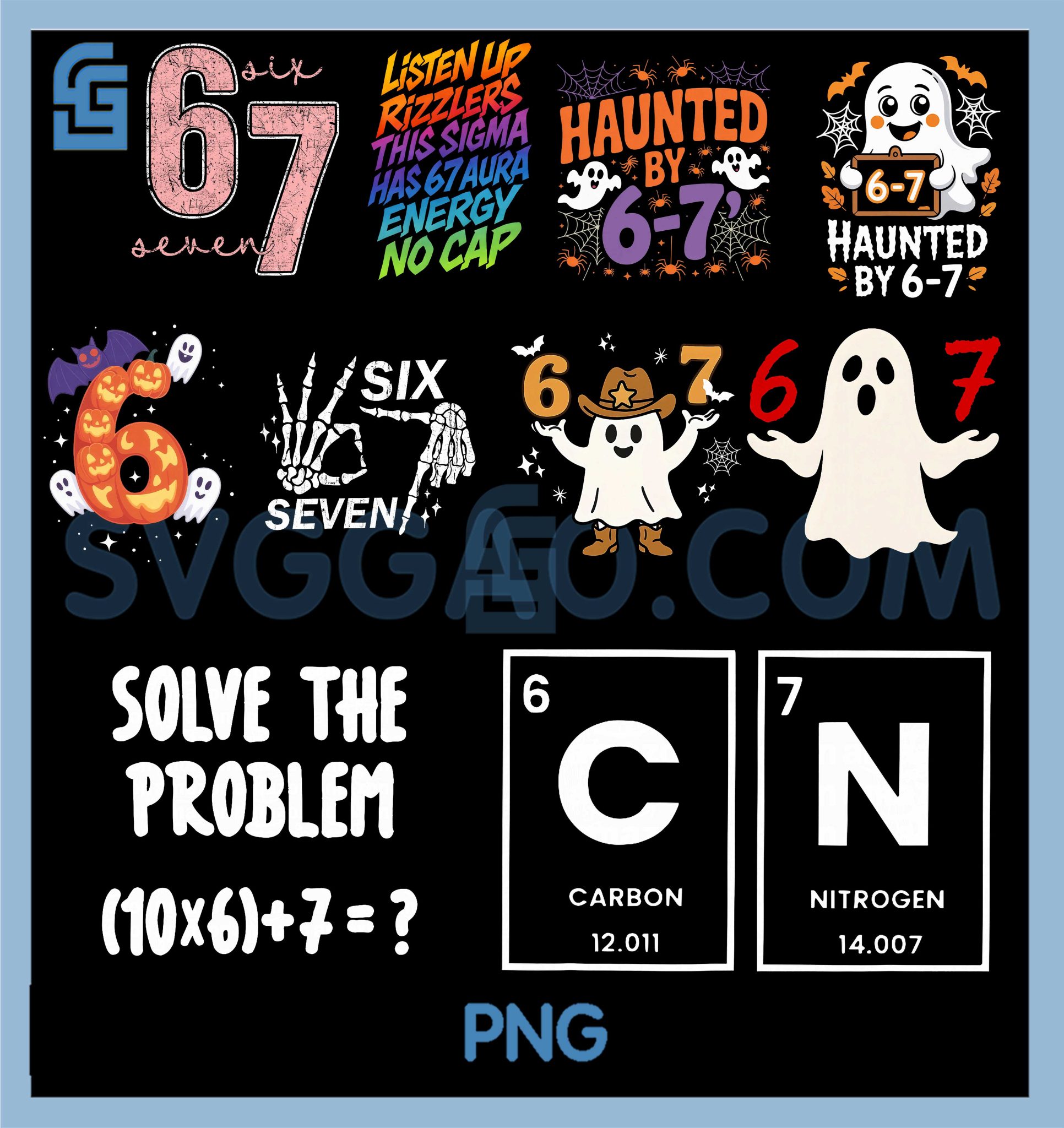Fun Six Seven Meme PNG Bundle, 6 7 Halloween Ghost Bundle PNG – SVGGAO