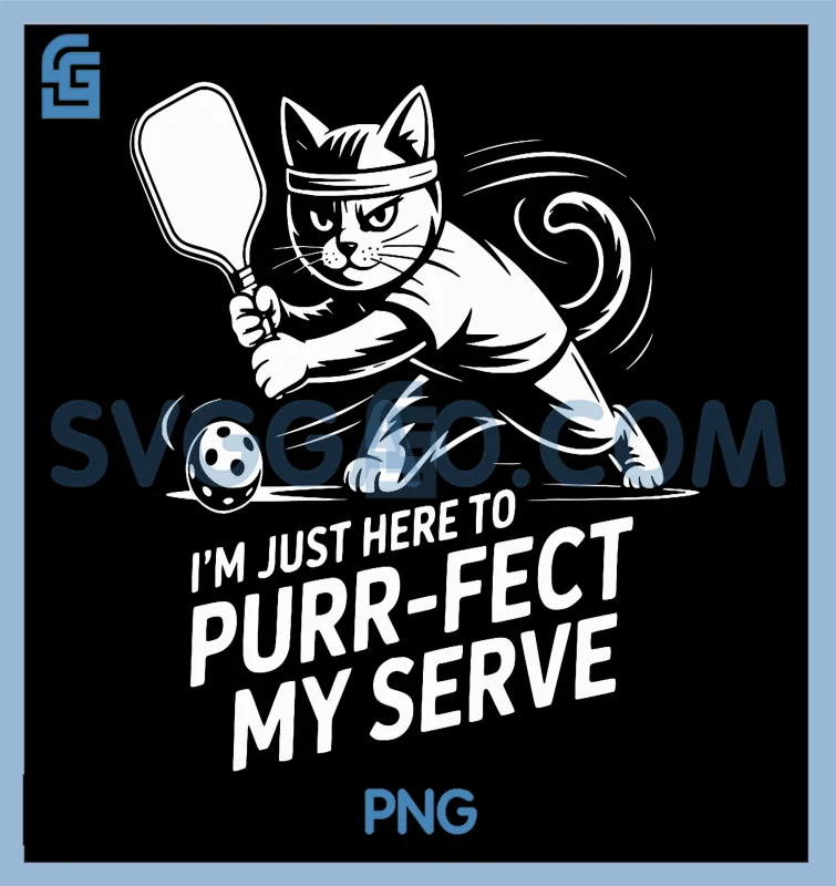 Pickleball Cat PNG, Meow At The Net PNG
