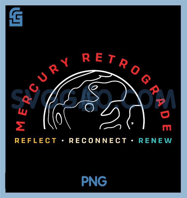 Reflect Reconnect Renew PNG, Retro Mercury Retrograde PNG