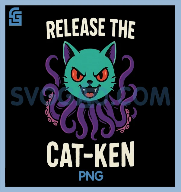 Release The Kraken cat PNG, Kawaii Funny Octopus Sea Creature PNG – SVGGAO