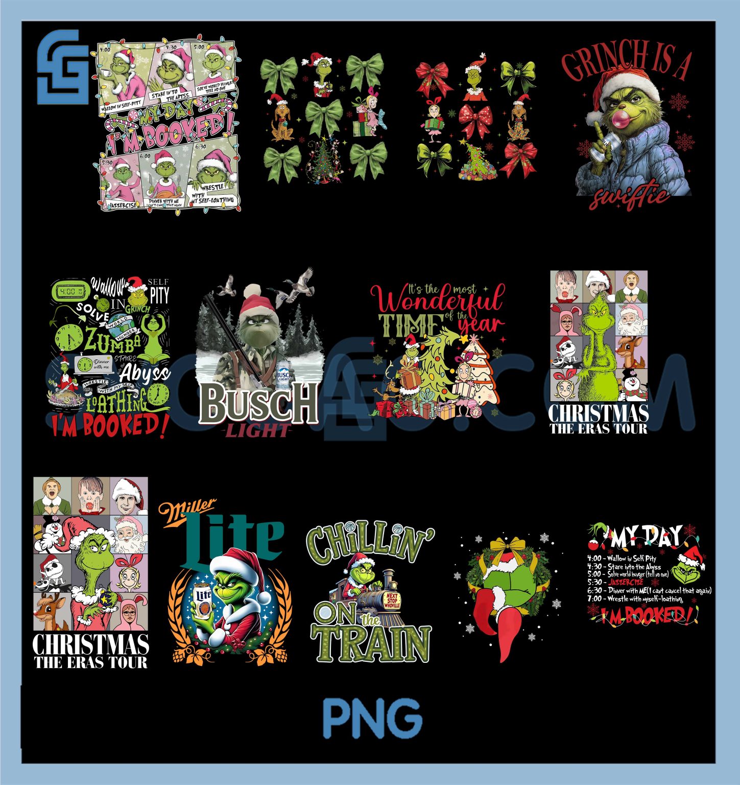Grinch Humor PNG Bundle, My Day Booked Funny Christmas Design Bundle ...