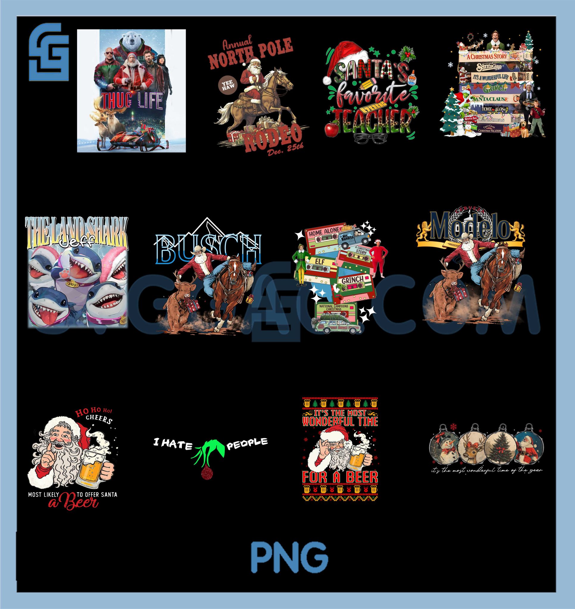 Drunk Santa PNG Pack, Funny Christmas Alcohol Digital Design Bundle PNG ...