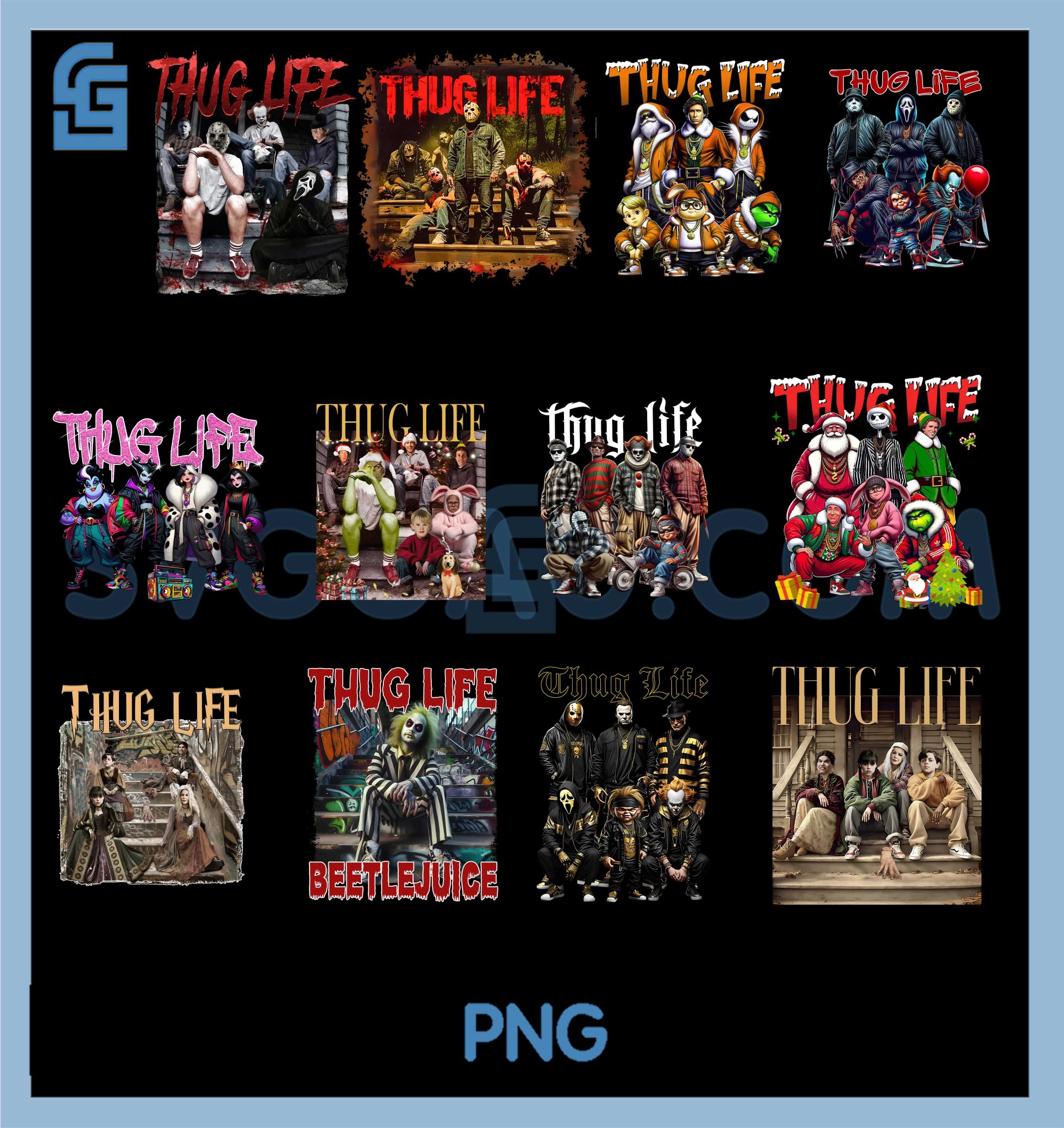 Thug Life Characters PNG Bundle, Funny Movie Parody Clipart Pack Bundle ...