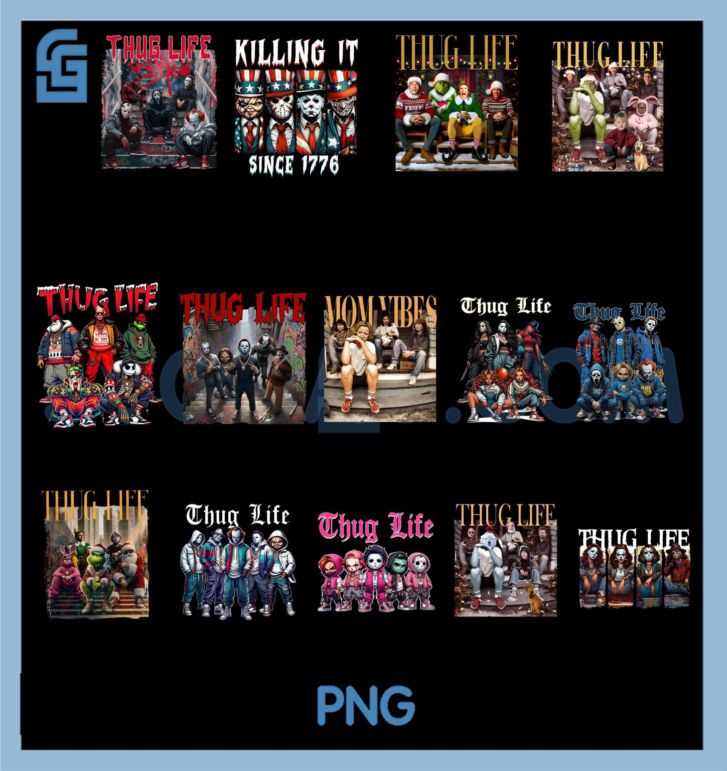 Funny Thug Life PNG Bundle, Horror Movie Gangsta Clipart Bundle – SVGGAO