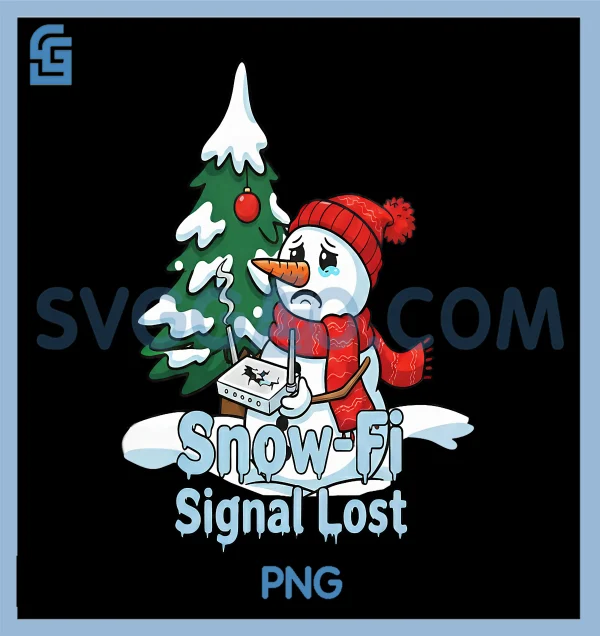 Snow Fi Signal Lost PNG, Funny Snowman Christmas Art PNG – SVGGAO