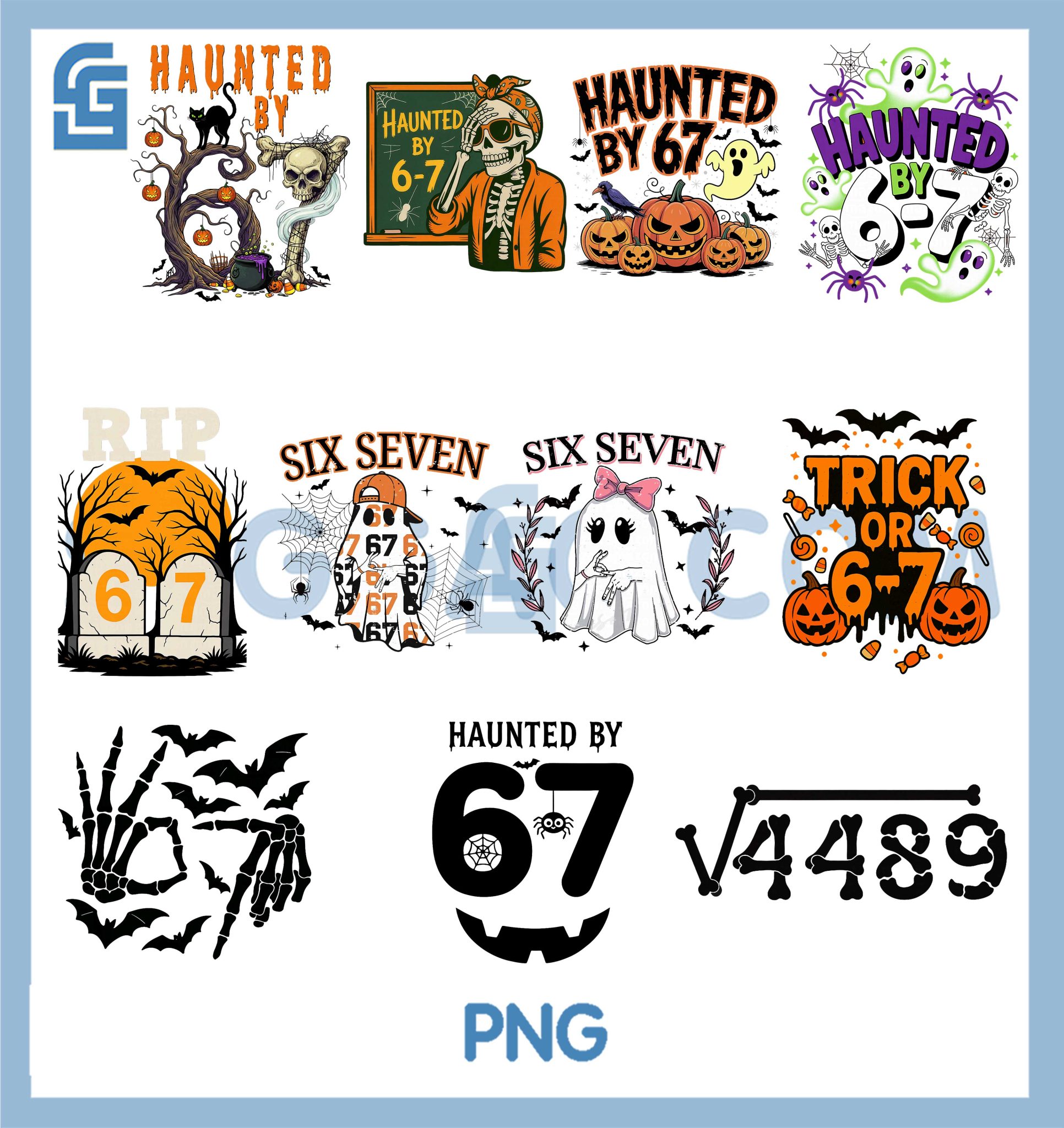 Six Seven Ghost Funny PNG Bundle, Trend 67 Spooky Season PNG Bundle ...
