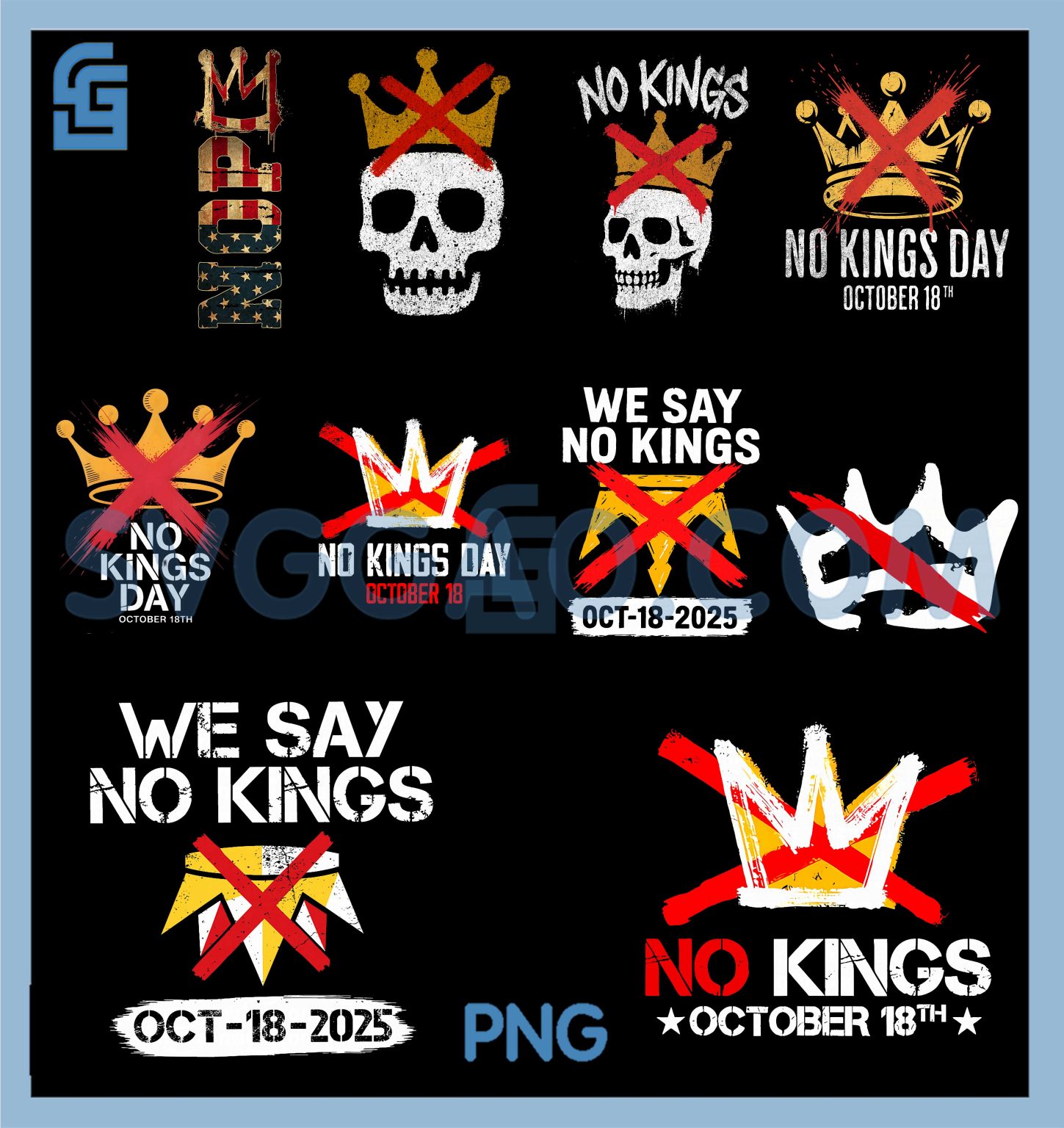 No Kings October 18 PNG Bundle, No Kings Day Bundle PNG – SVGGAO