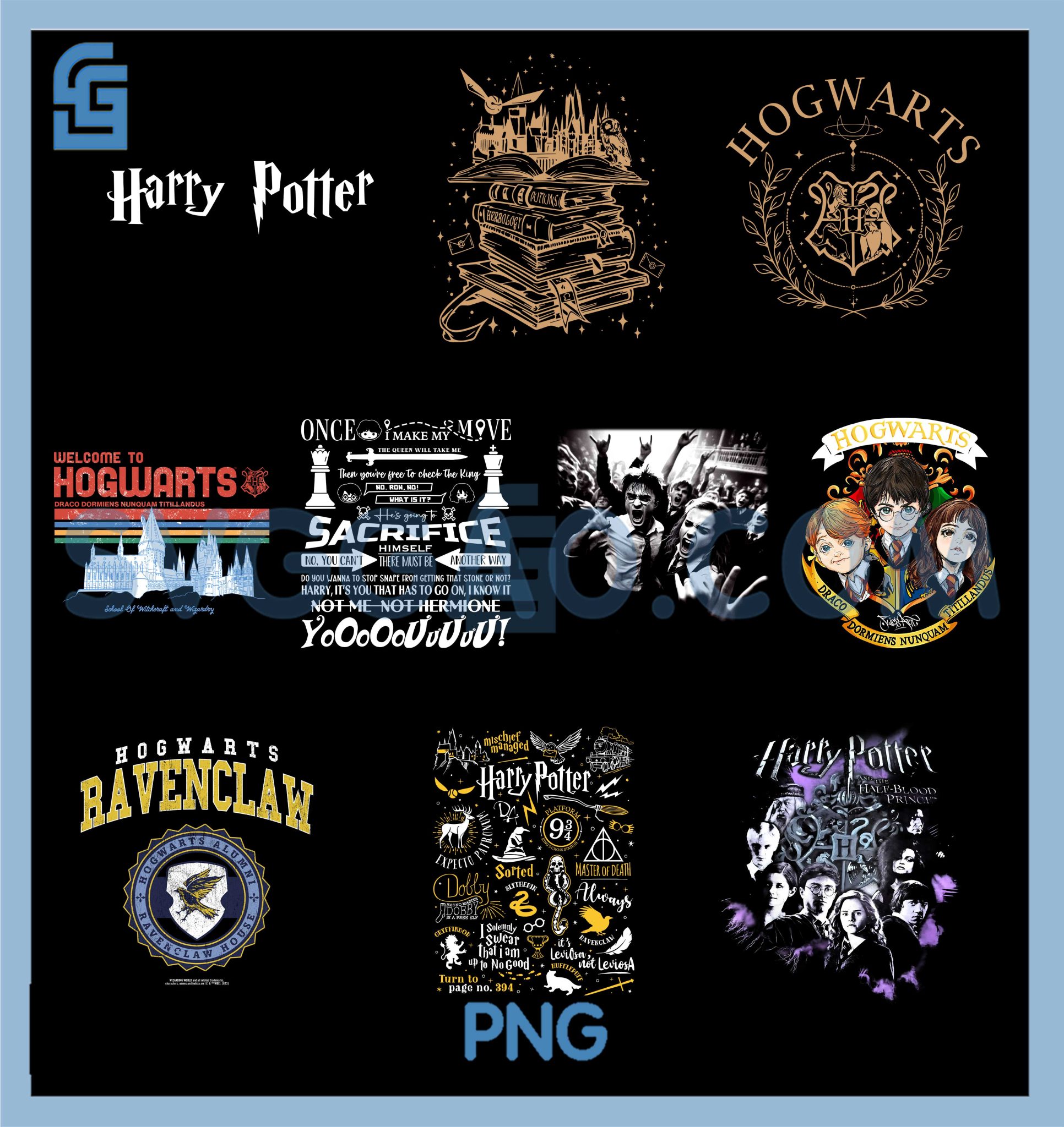 Harry Potter Logo PNG Bundle, Classic Wizarding World Text Design ...