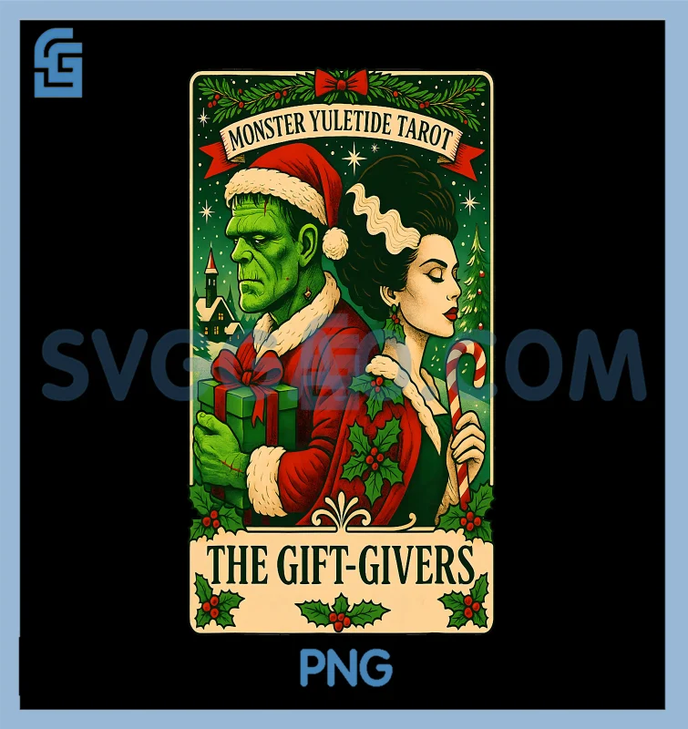 Christmas Frankenstein And Bride PNG, The Lovers Tarot Card PNG