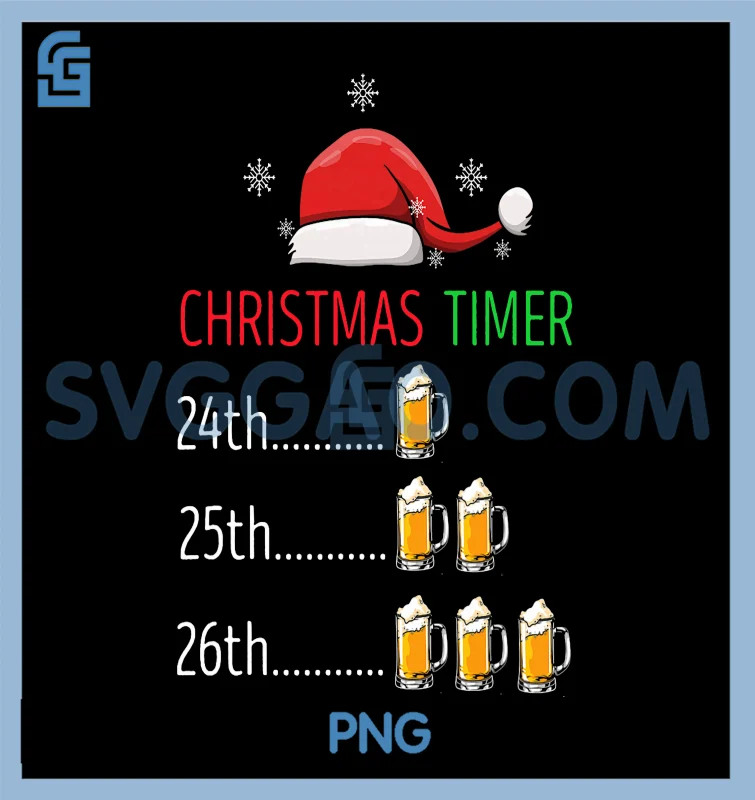 Christmas Timer Funny PNG, Drinking Countdown Beer Humor PNG