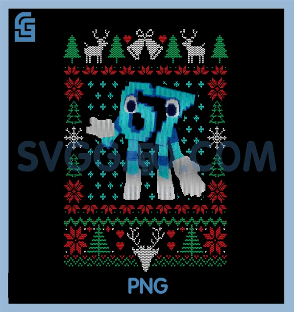 Funny 67 Brainrot Christmas PNG, Ugly Xmas PNG